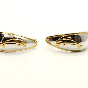 Half Shell Design dolphin Gold Tone & Sterling Silver Estate Butterfly ...