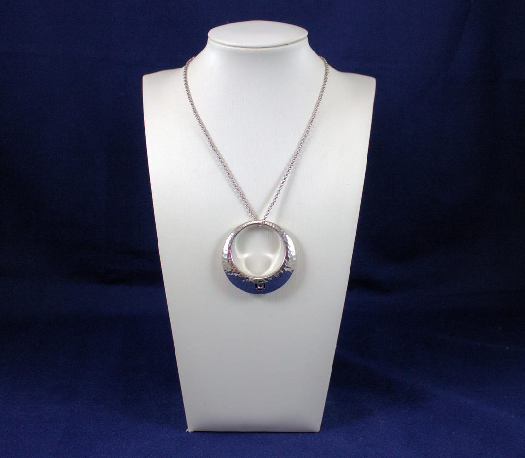 Beautiful Puff Circle Design ELLE Necklace and Pendant in Sterling ...