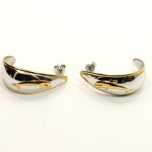 Half Shell Design dolphin Gold Tone & Sterling Silver Estate Butterfly ...