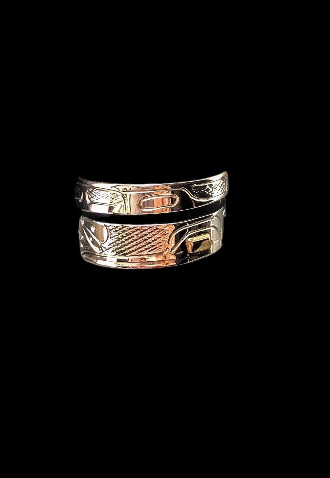 Indigenous Wrap Ring, Adjustable, Brass Eye Detail, Sterling Silver ...