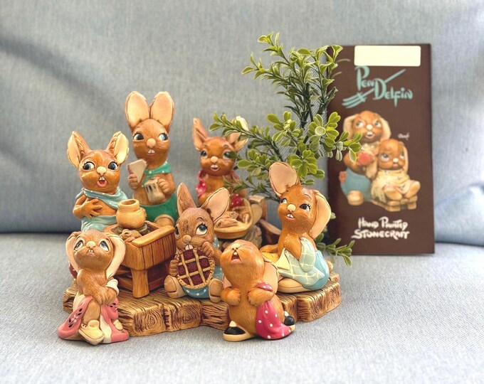 Vintage Pendelfin Rabbits Collection: Stonecraft Figurines, Base ...
