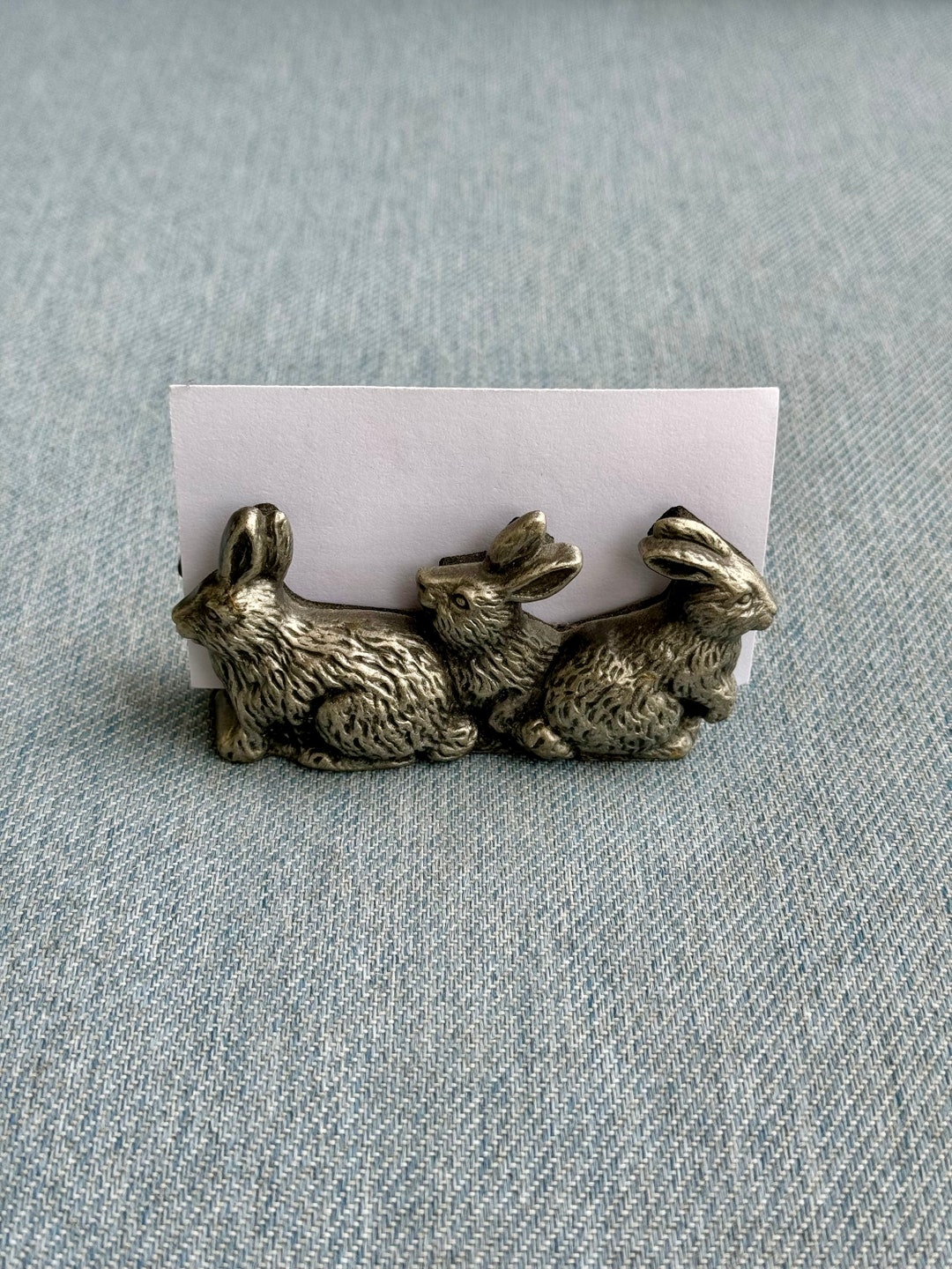 Pewter Bunny Rabbits Business Card Holder - Etsy