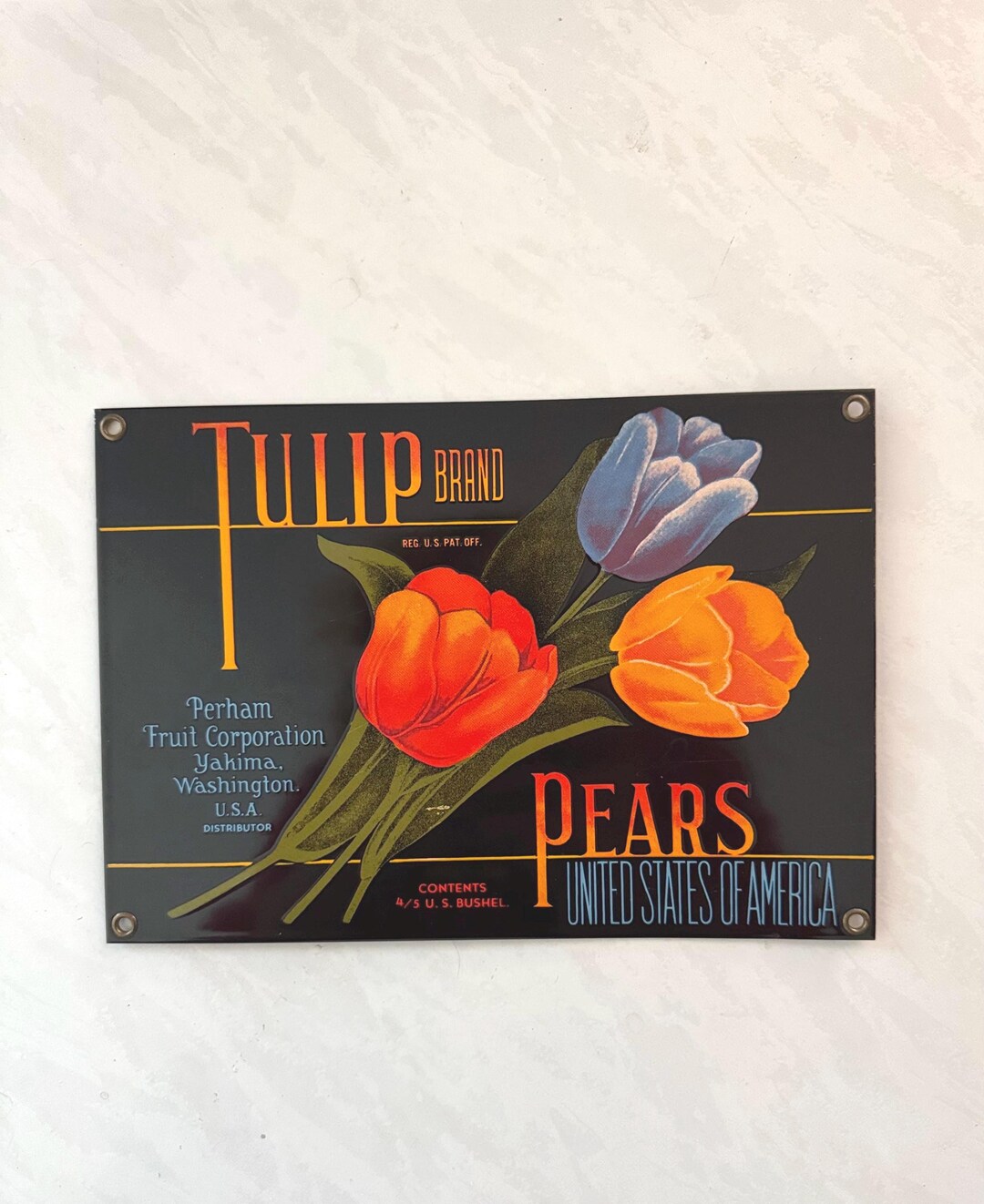 Andee Rooney- “tulip Brand Pears” Porcelain Enameled Advertising Sign ...