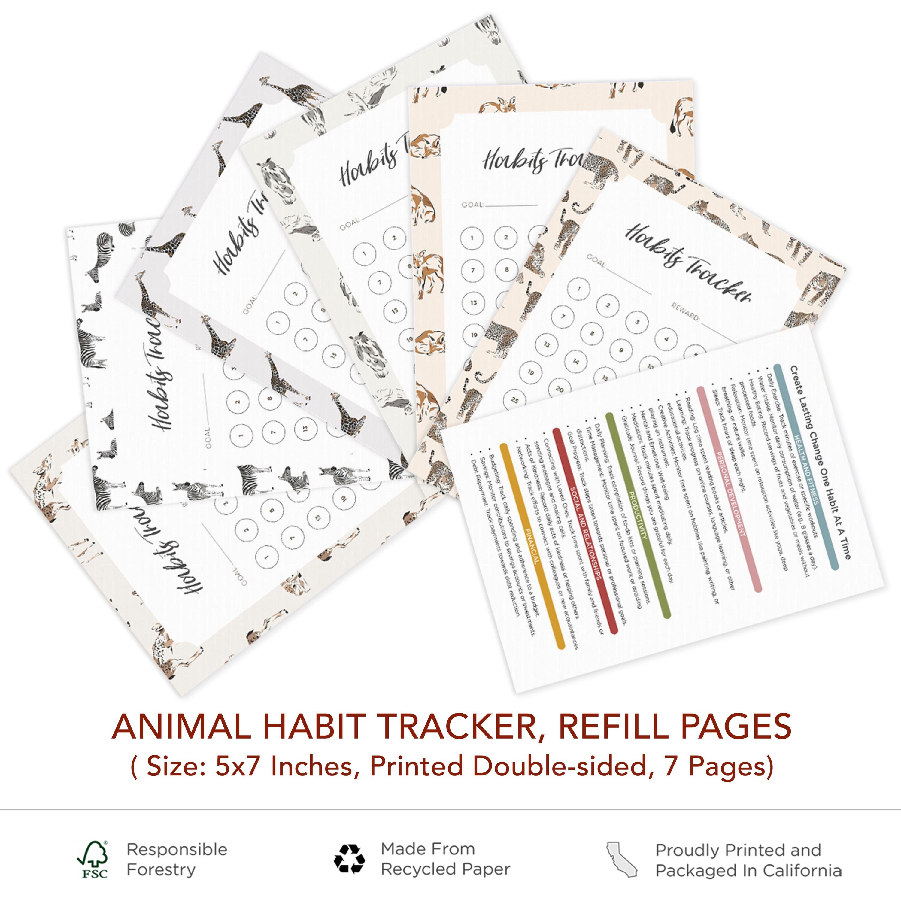 Habit Tracker Calendar - animal Pattern Theme Made in USA, Motivational ...