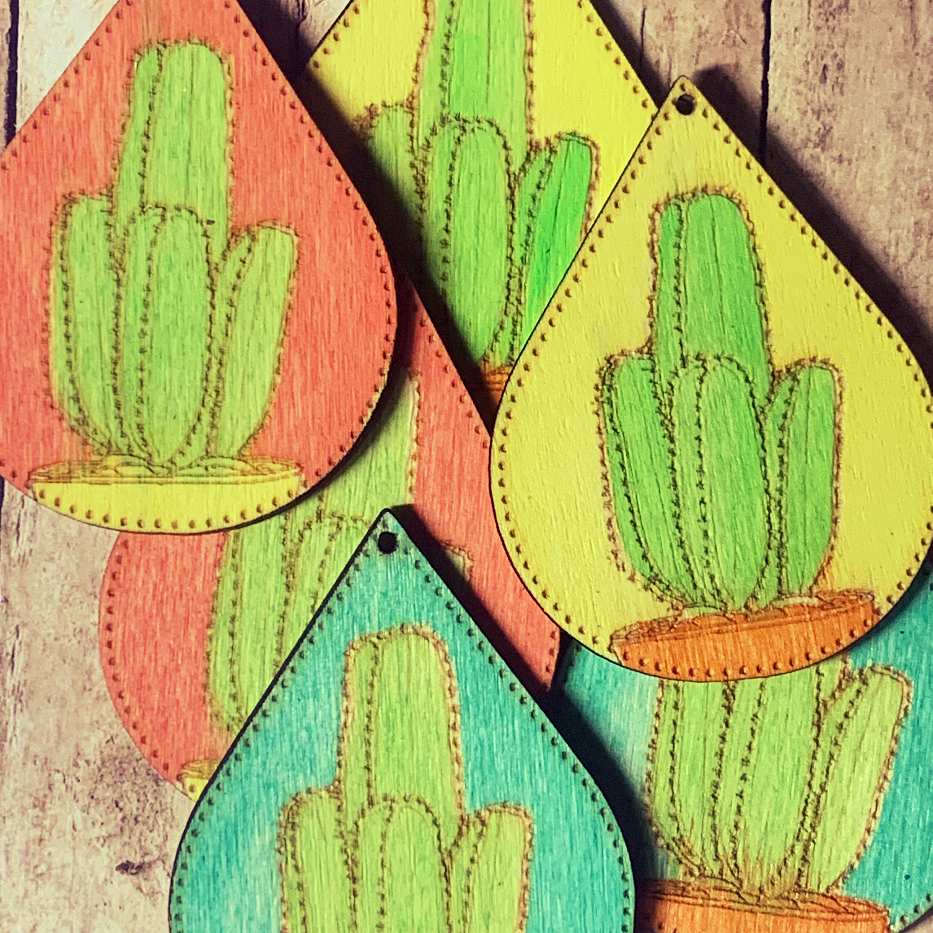 Cactus Earrings, Aztec, SVG Laser Cut File , Glowforge, Omtech Polar ...