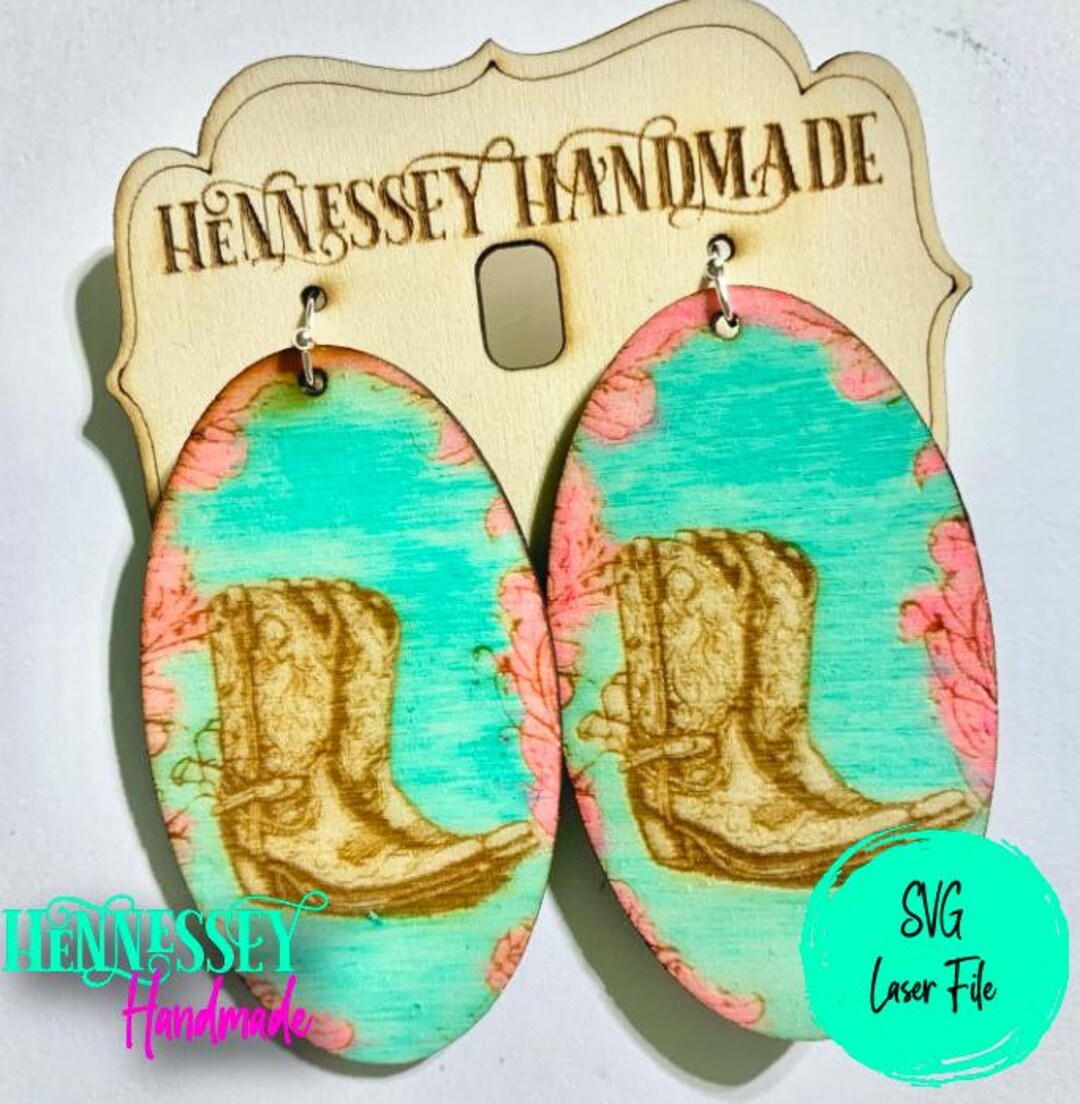 Oval Boot Earrings, SVG Laser Cut File , Glowforge, Omtech Polar, Xtool ...
