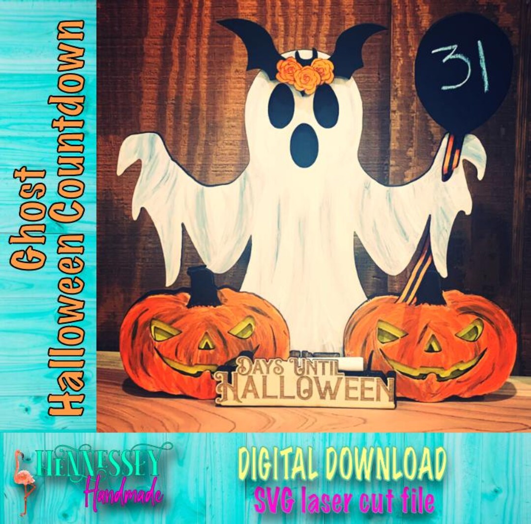 Ghost Halloween Countdown, SVG Laser Cut File , Glowforge, Omtech Polar ...