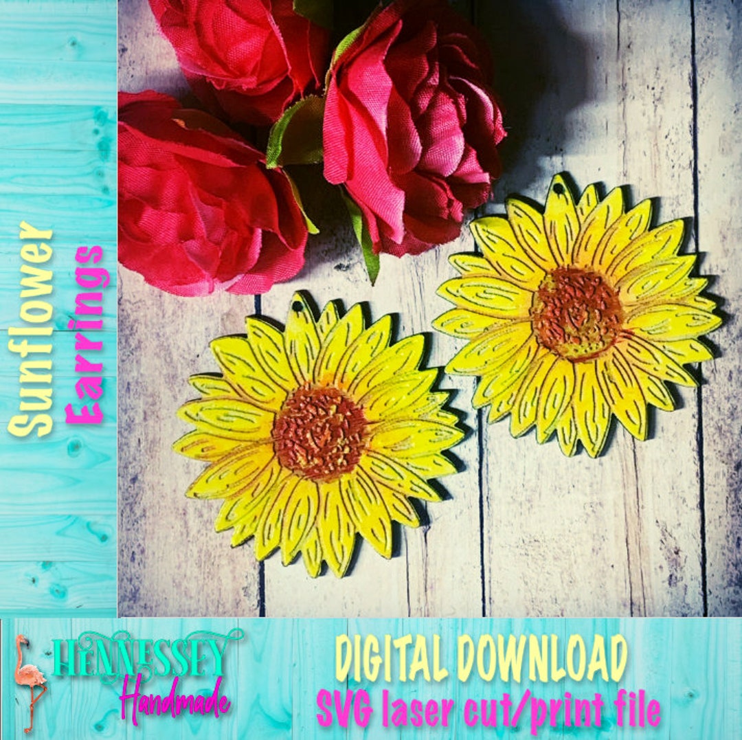Sunflower Earrings, Aztec, SVG Laser Cut File , Glowforge, Omtech Polar ...