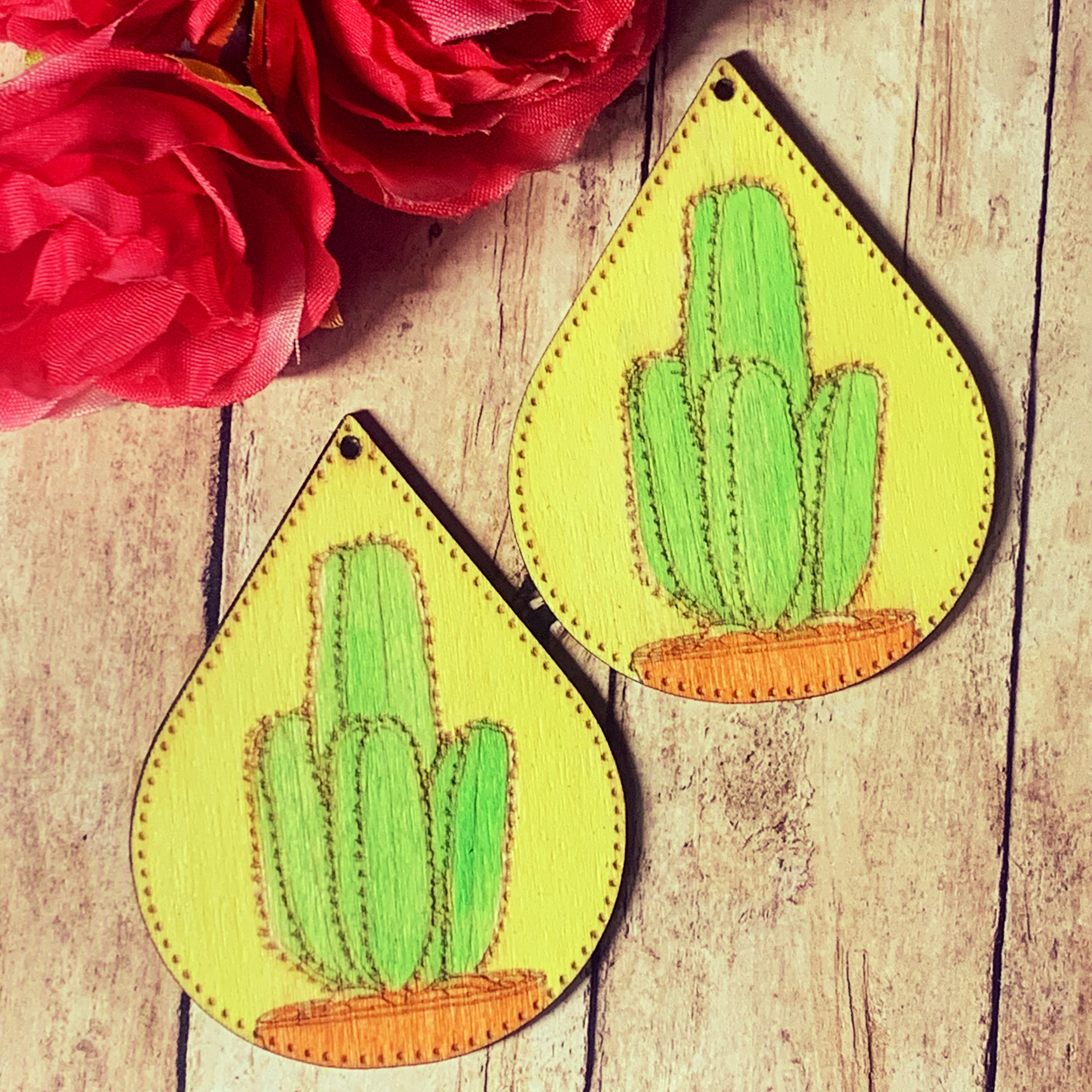 Cactus Earrings, Aztec, SVG Laser Cut File , Glowforge, Omtech Polar ...