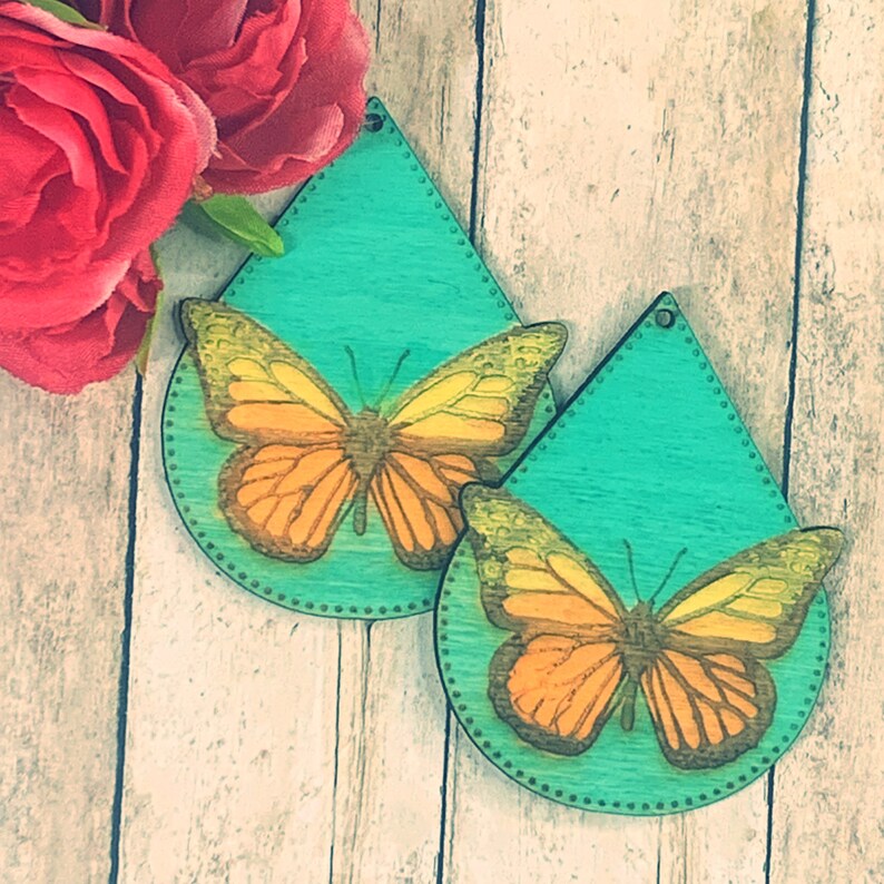 Butterfly Earrings, SVG Laser Cut File , Glowforge, Omtech Polar, Xtool, Aura, Digital, Boho ...