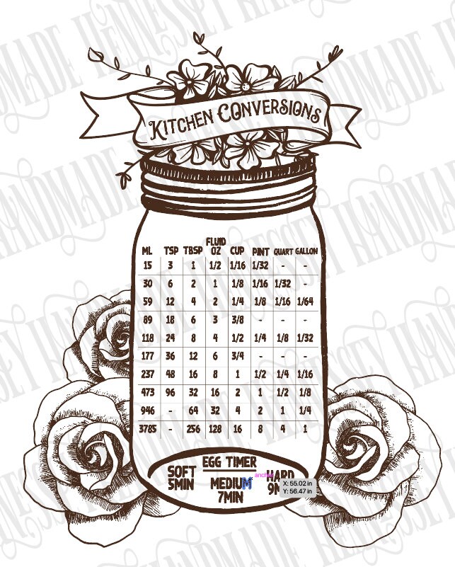 Kitchen Conversions, SVG Laser Cut File ,glowforge, Polar, Xtool, Aura ...