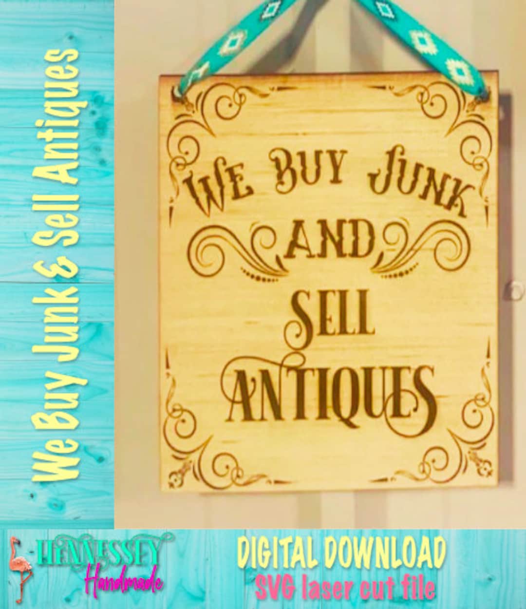 We Buy Junk and Sell Antiques Sign, SVG Laser Cut File , Glowforge ...