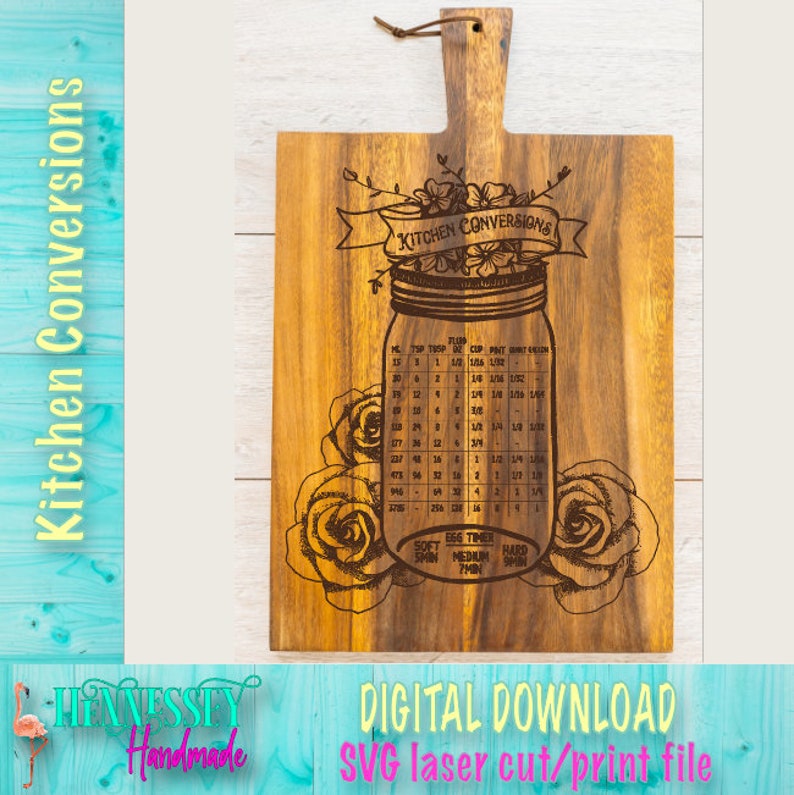Kitchen Conversions, SVG Laser Cut File ,glowforge, Polar, Xtool, Aura ...