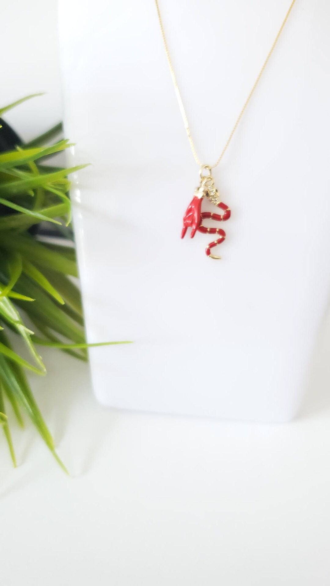 Mano Cornuto, Lucky Horned Hand, Serpente, Snake Charms on a 14k Gold ...