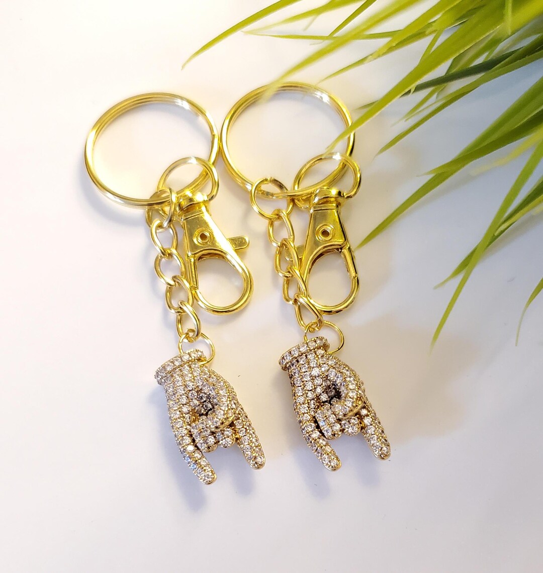 Mano Cornuto, Italian Lucky Horned Hand, Cubic Zirconia Keychain - Etsy