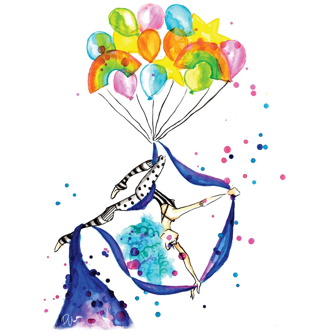Wall Art: Rainbow Balloon Aerialist - Etsy