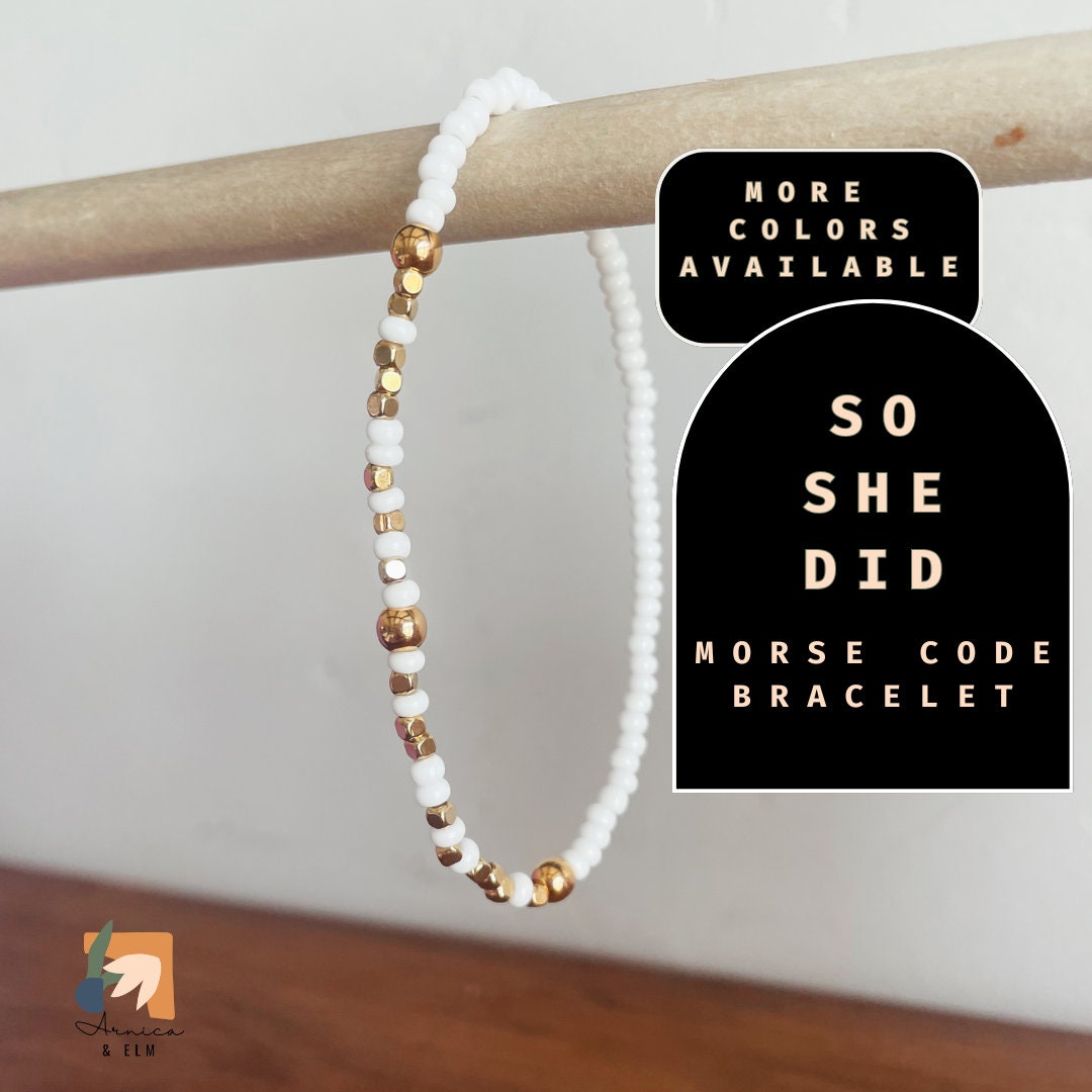 So She Did Morse Code Bracelet. Dainty Handmade Bracelet. Inspirational ...
