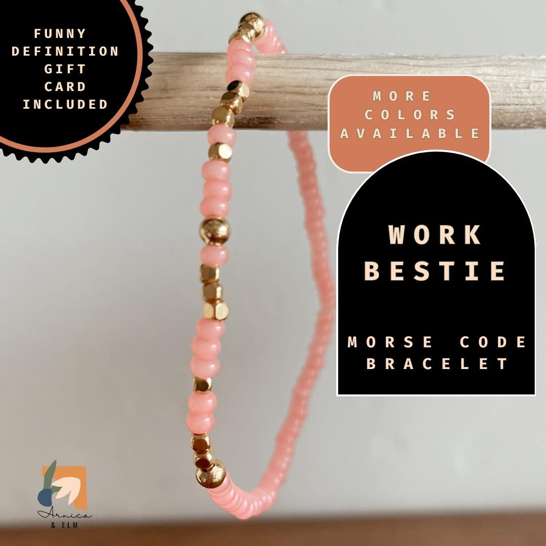 Funny Gift for Coworker Work Bestie Morse Code Bracelet Dainty Handmade ...
