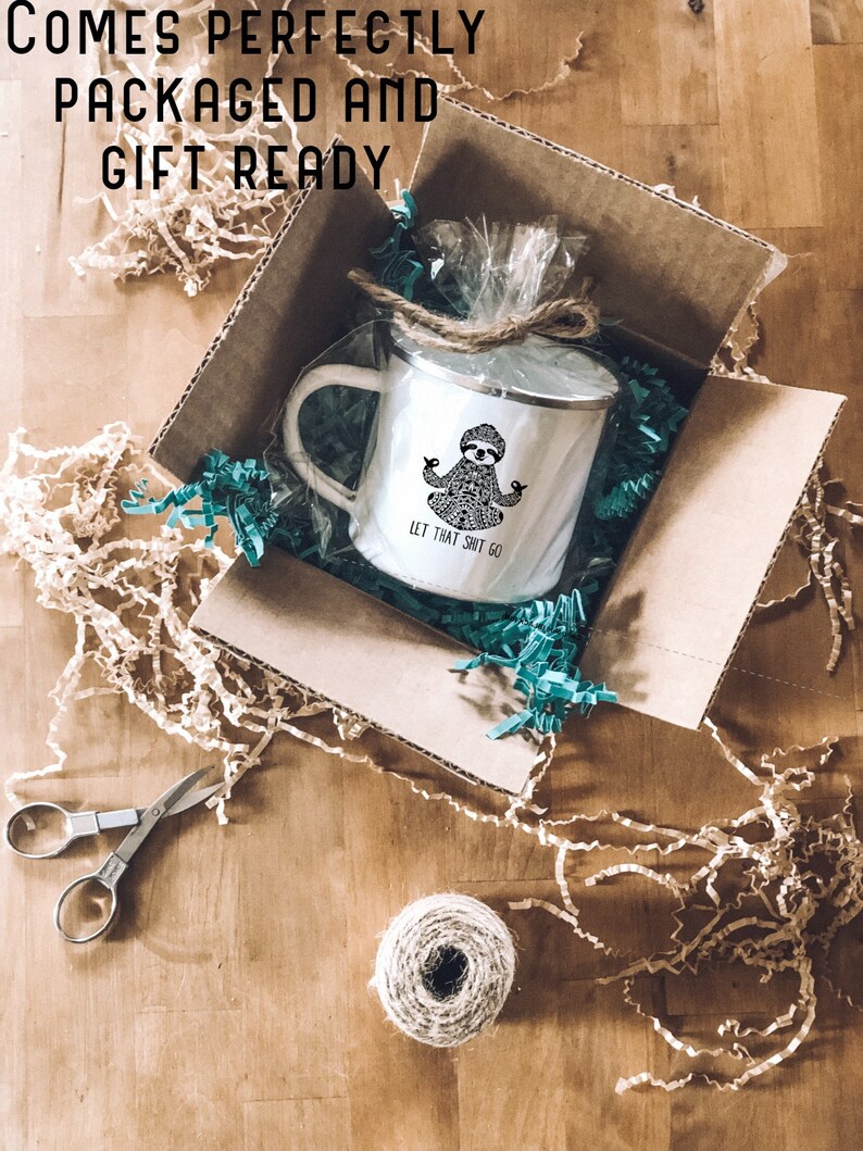 Zen Sloth Let That Shit Go Enamel Mug. Namaste Campfire Mug - Etsy