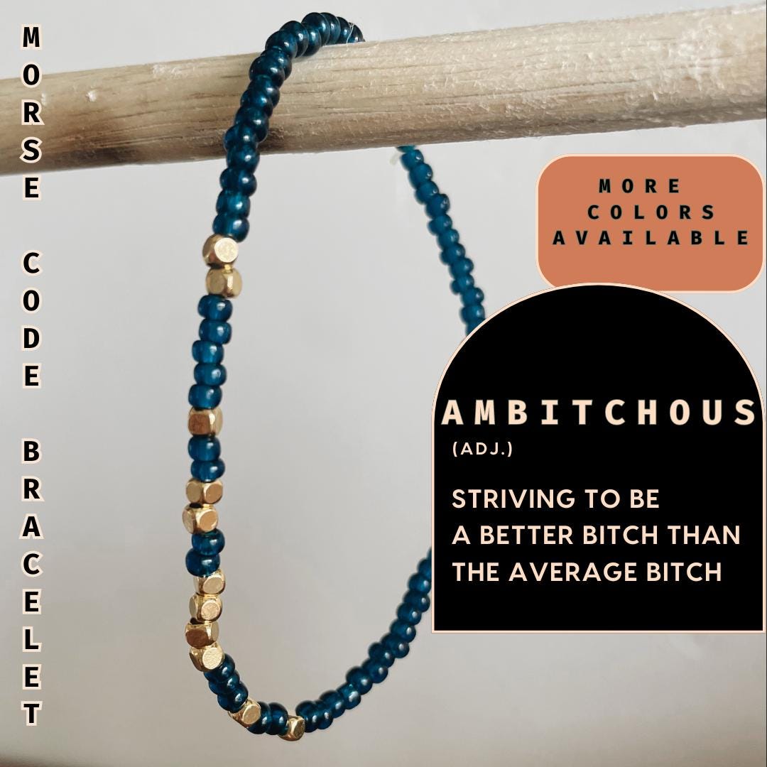 Funny Gift for Coworker Ambitchous Definition Morse Code Bracelet ...