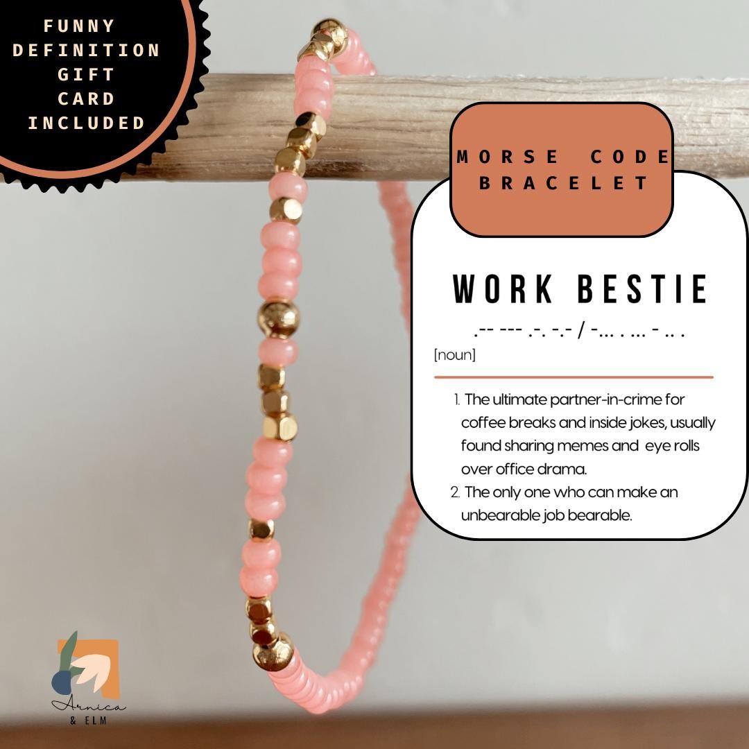 Funny Definition Gift for Coworker Work Bestie Morse Code Bracelet ...