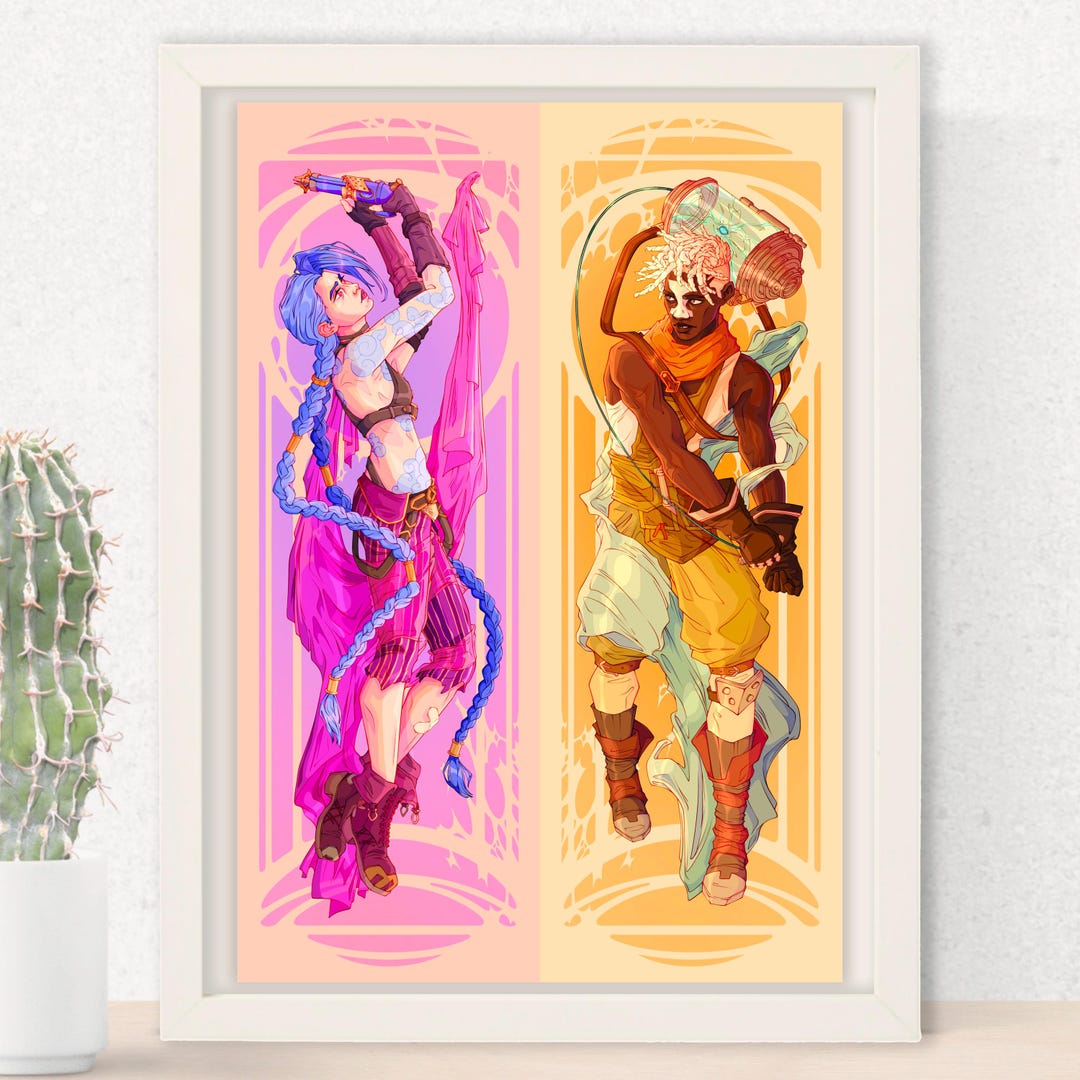 Jinx & Ekko | Art Nouveau | Arcane Inspired Illustration | Print - Etsy
