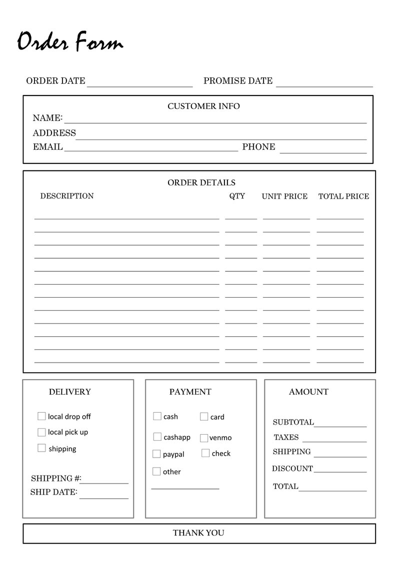 Detailed Order Form PDF - Etsy