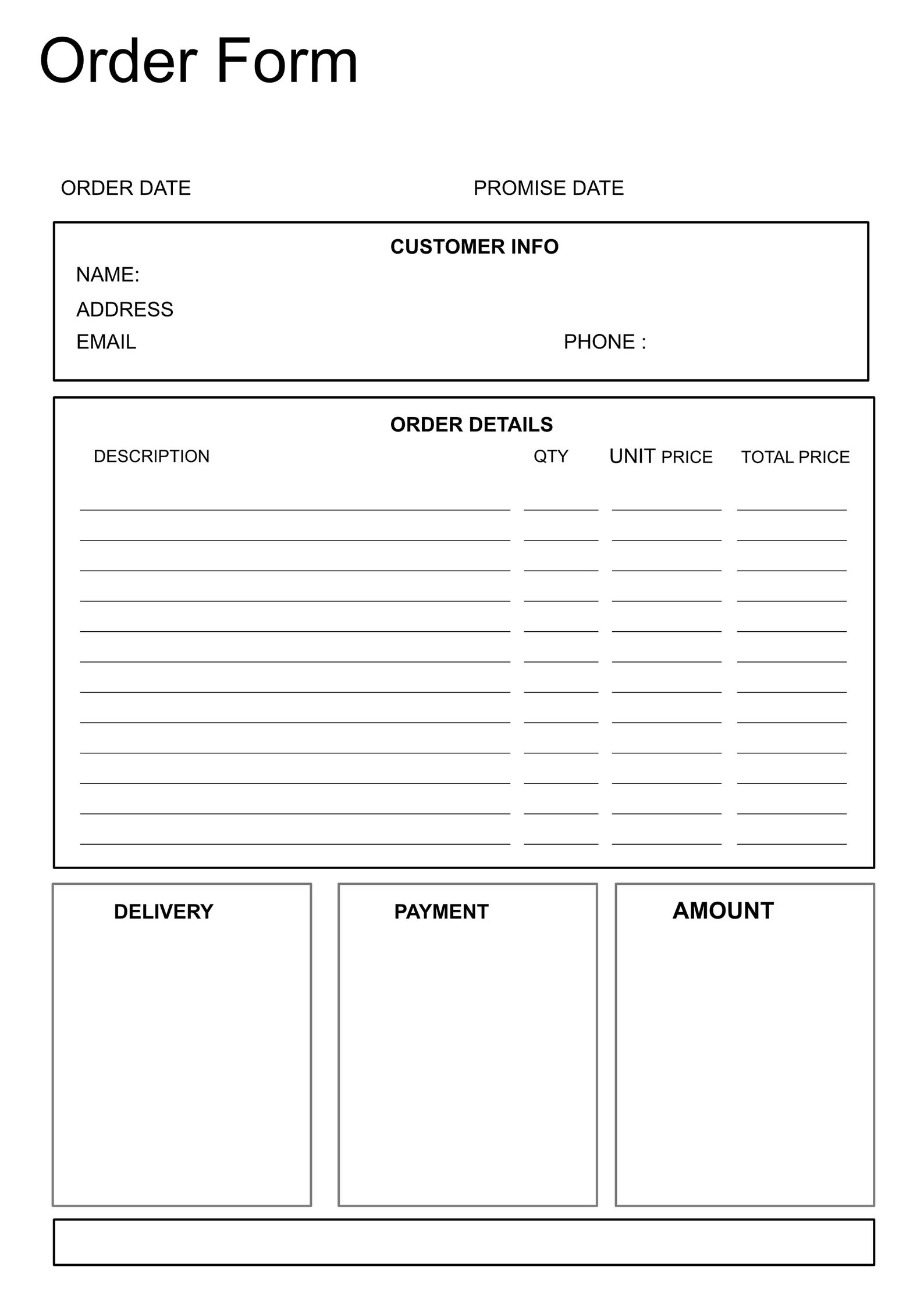 Editable Basic Order Form - Etsy