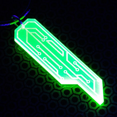 Data Chip Necklace / Blue / UV Reactive / Cyber Goth / Rave / - Etsy