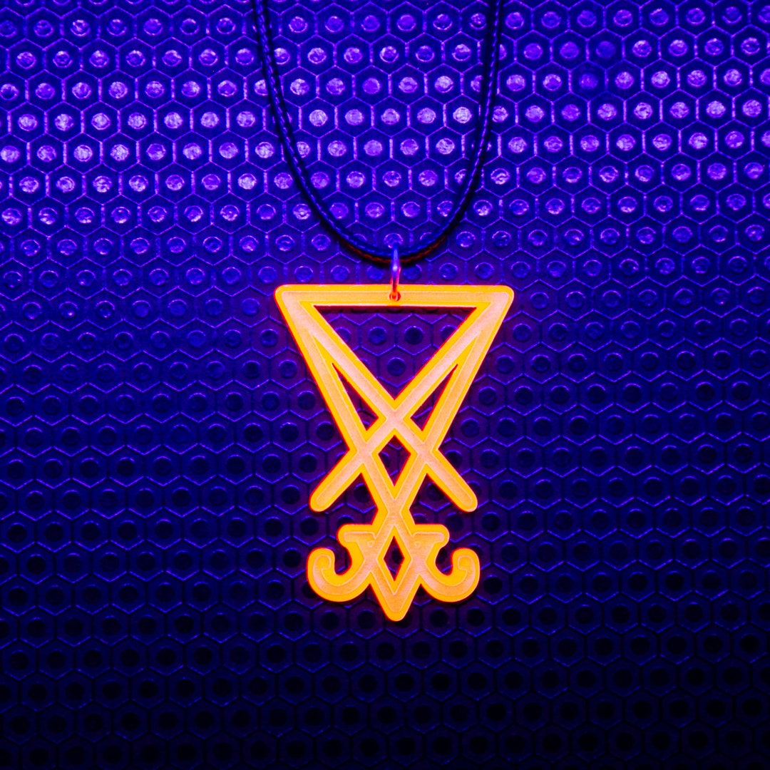 Sigil of Lucifer Pendant / Pink and Orange / UV Reactive / Occult ...