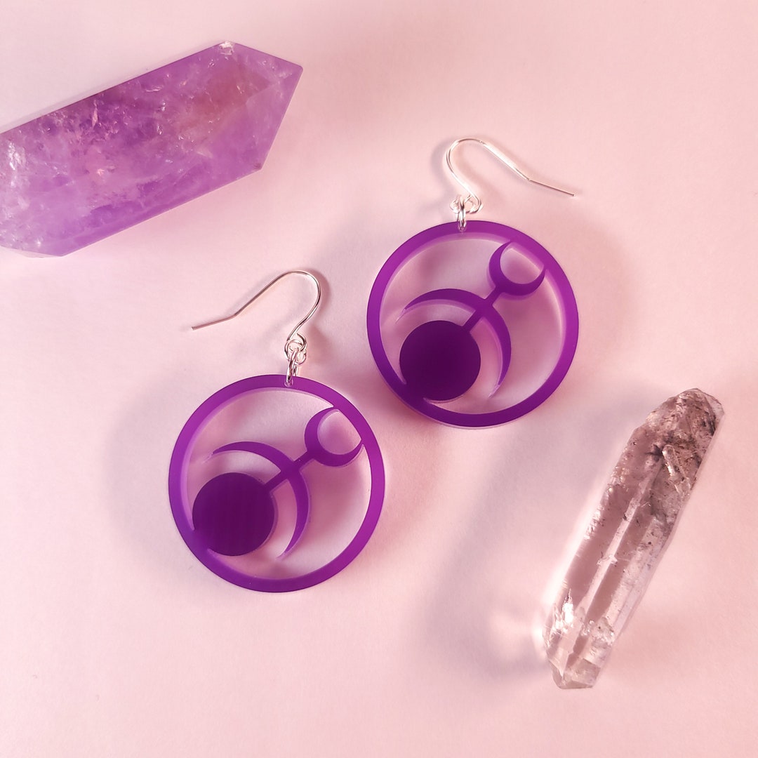 Sigil of Excess Earrings / Purple / Laser Cut Earrings / Earrings - Etsy