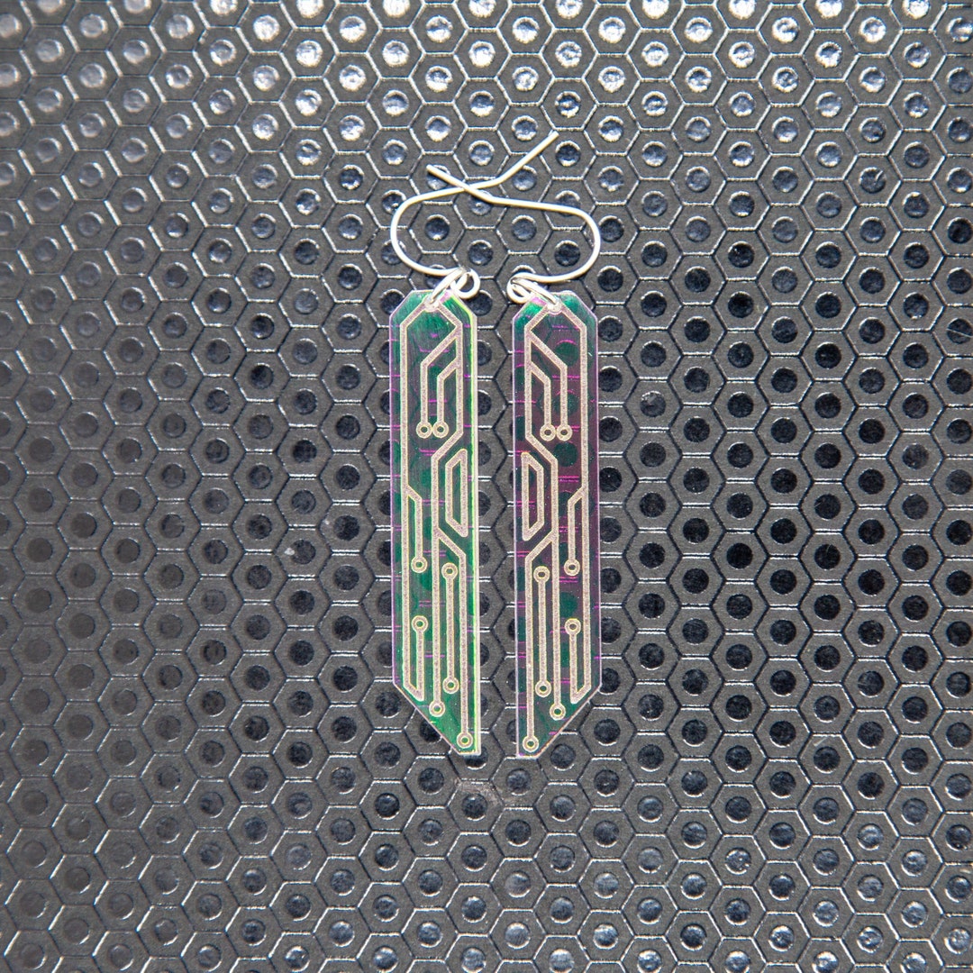Data Chip Earrings / Iridescent / Cyberpunk / Jewelry / Corpgoth ...