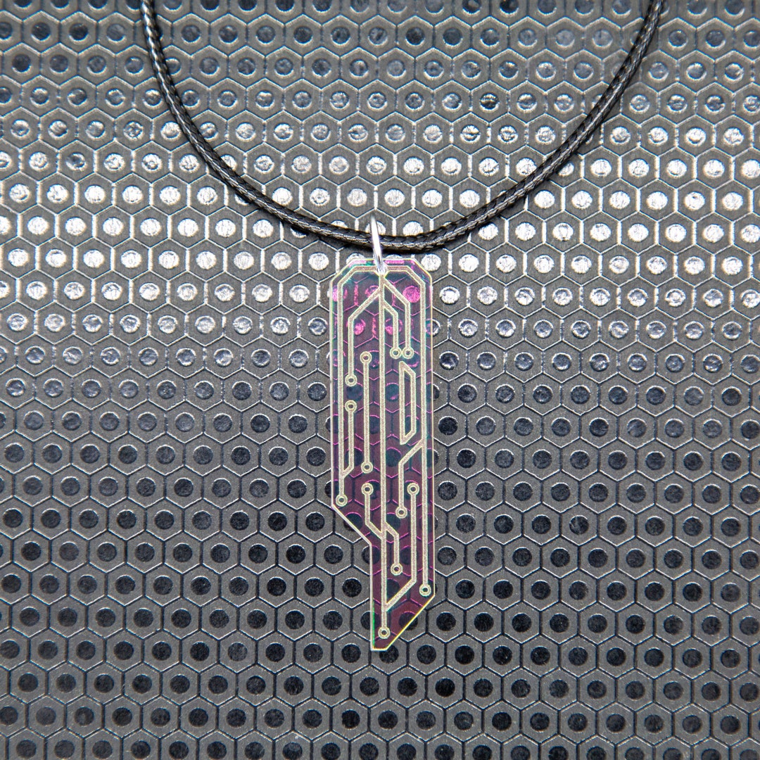 Data Chip Necklace / Iridescent / Cyberpunk / Jewelry / Corpgoth ...
