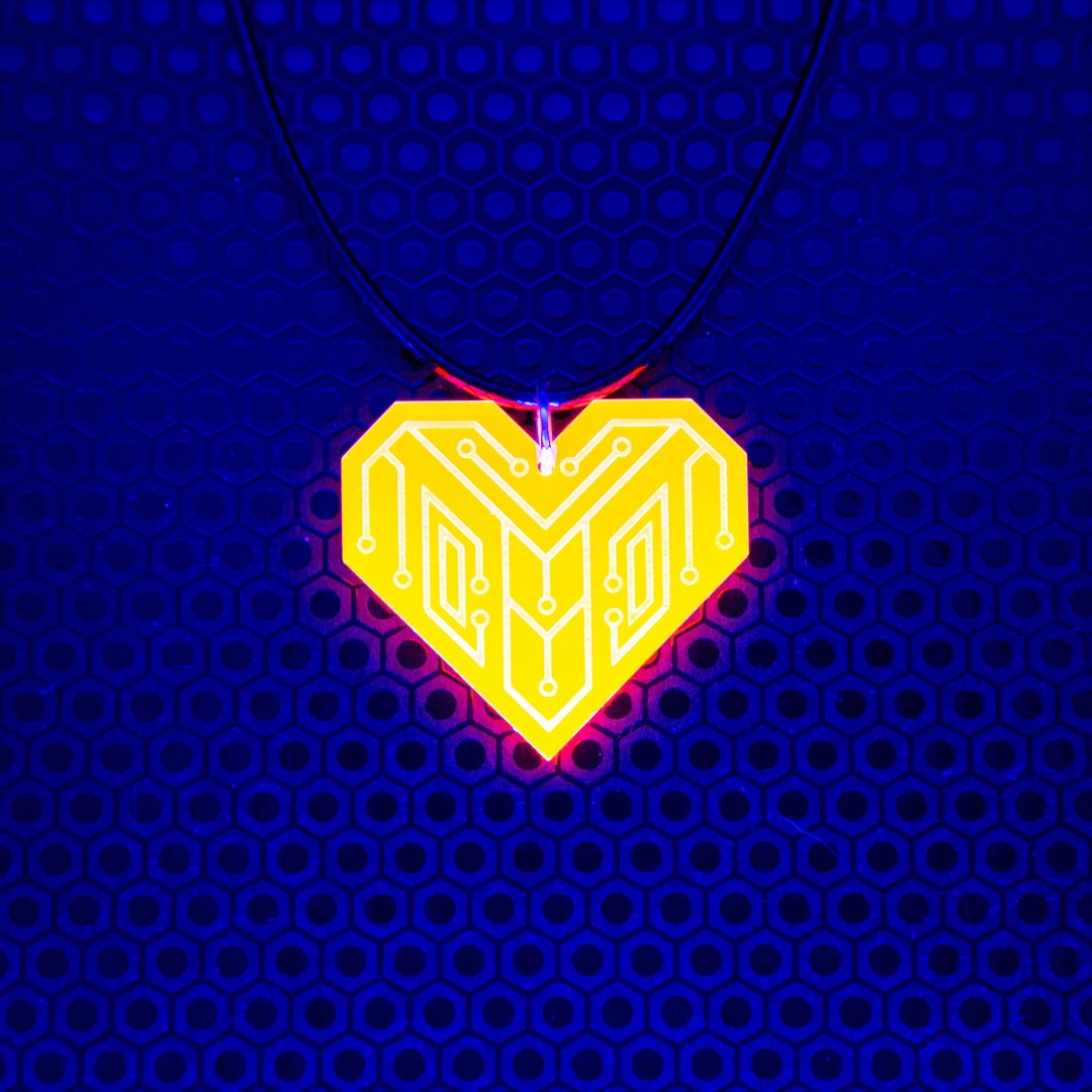 Cyber Heart Pendant / Pink and Orange / Cyber / Punk / Goth / Rave ...