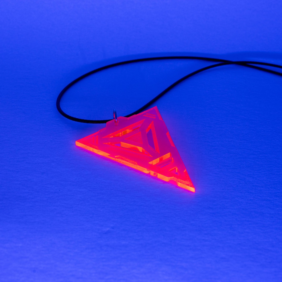 UV Reactive Triangle Necklace, Pink and Orange, Cyberpunk Gothic Rave ...