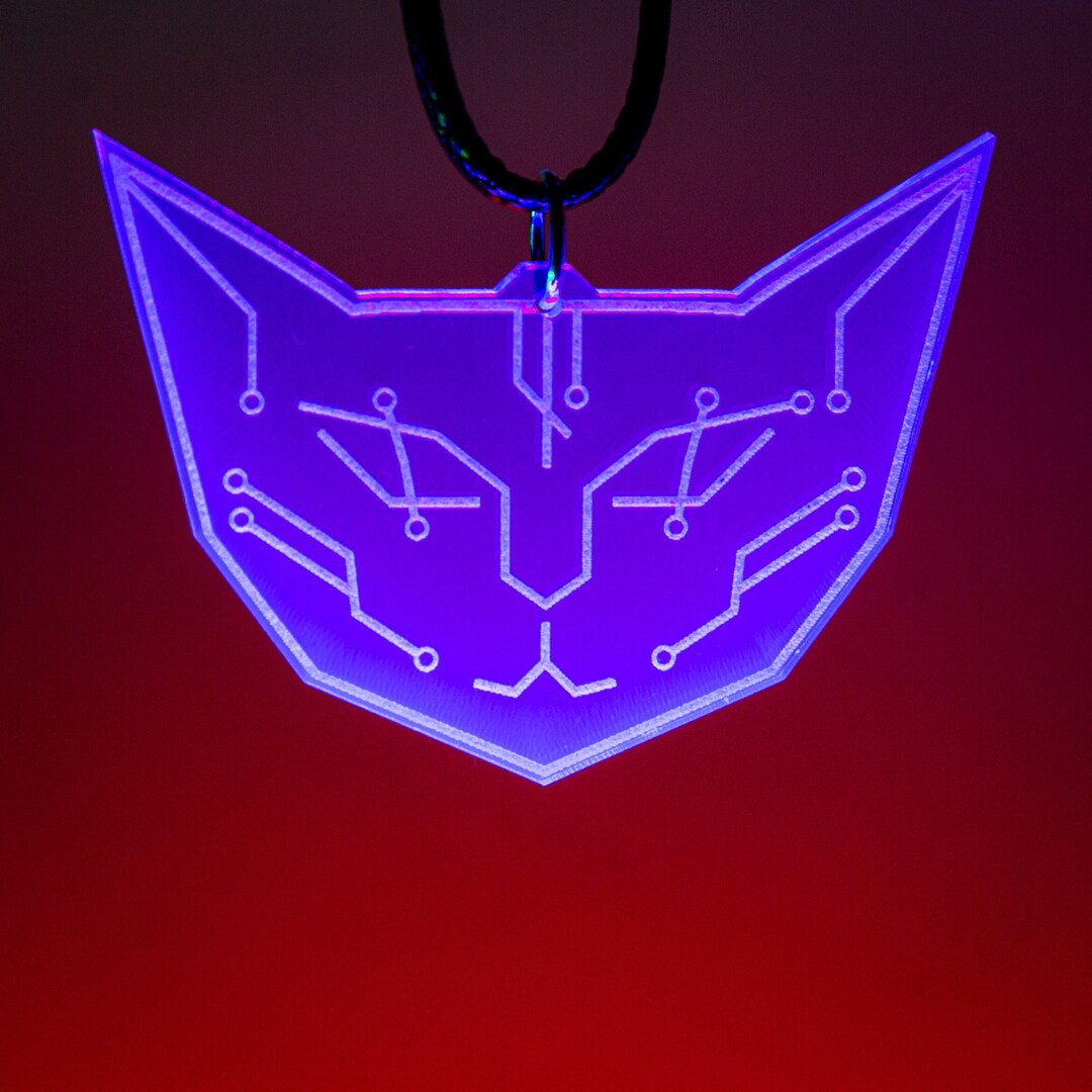 Cyber Cat / Blue / Kitty / UV Reactive / Cyber Goth / Rave / Jewelry ...