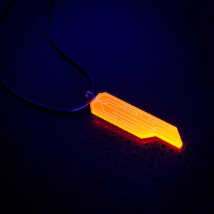 Data Chip Necklace / Pink and Orange / UV Reactive / Cyber Goth / Rave ...