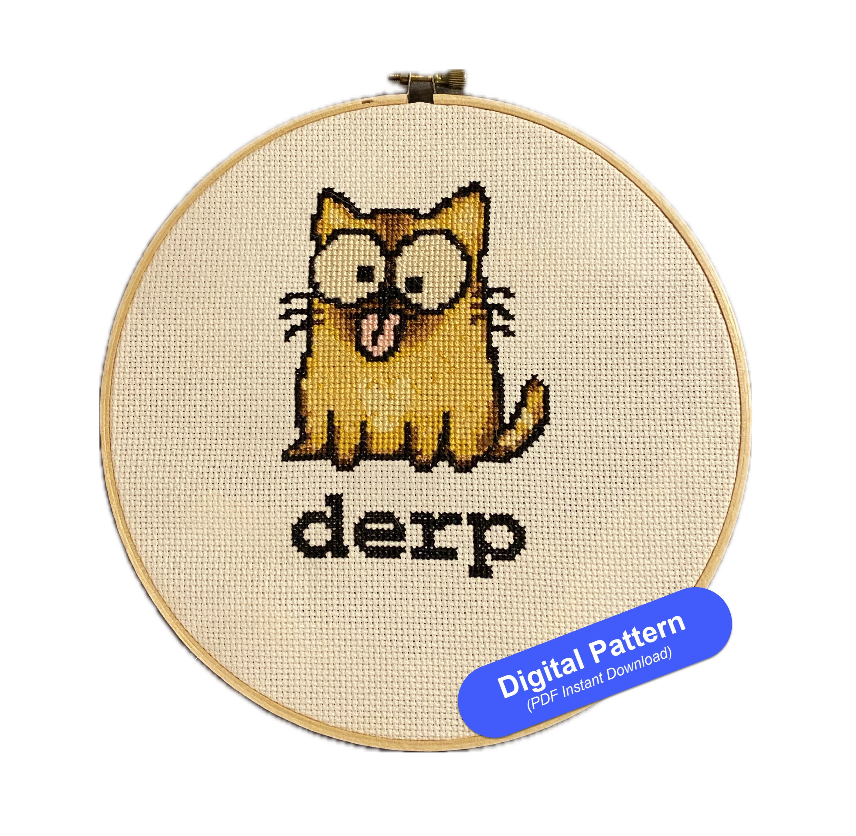 Derpy Cat Cross Stitch Pattern - Pdf Download - Etsy