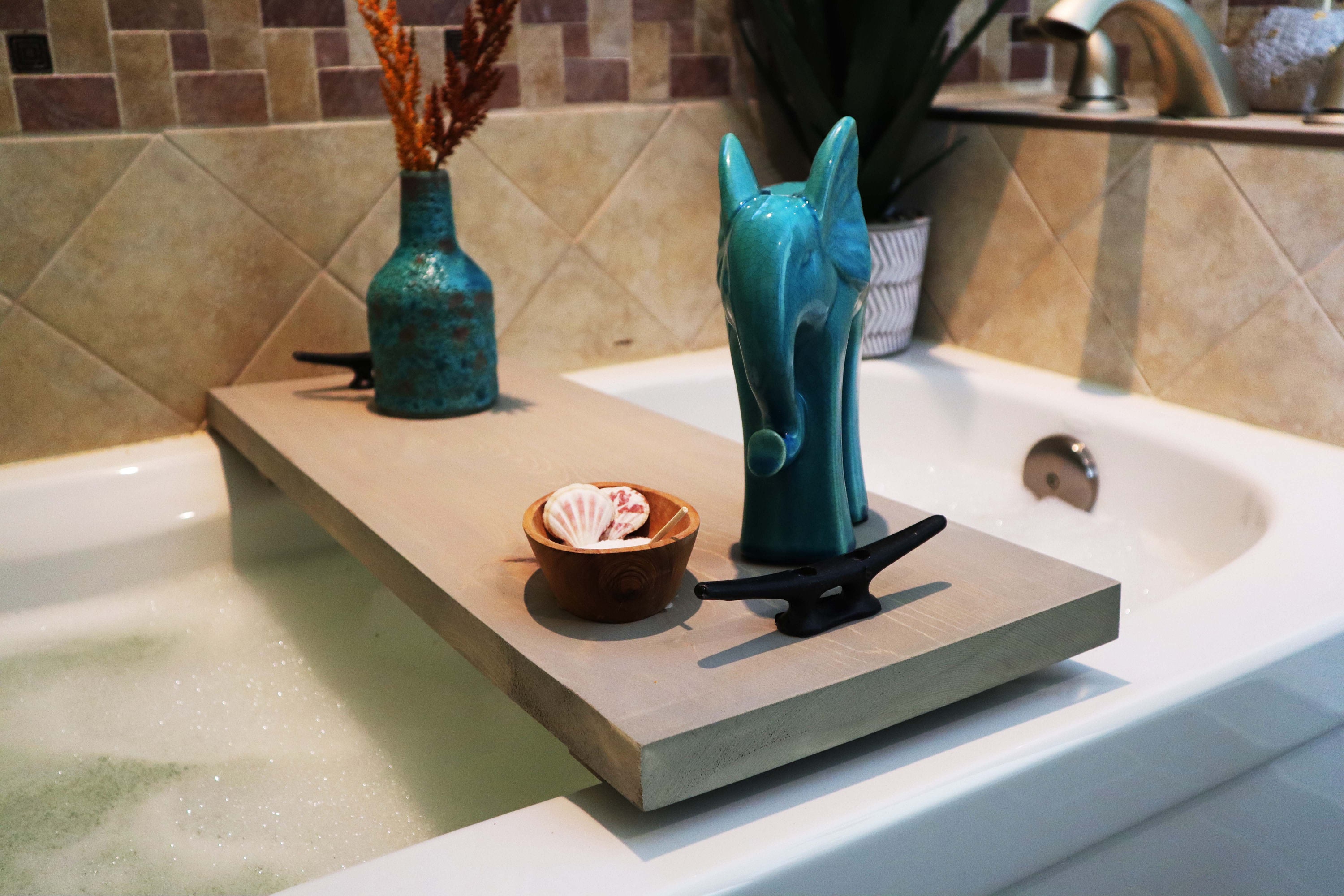Bathtub Tray Sun Bleached Grey Bath Caddy Bathroom Shelve - Etsy