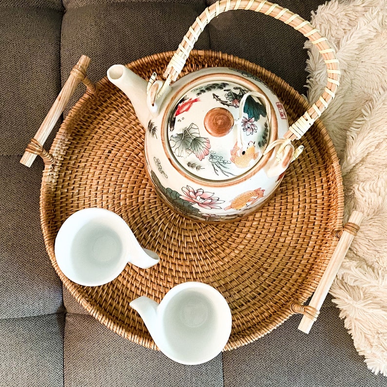Rattan Tray Breakfast Tray Bread Tray Woven Tray 28 Cm - Etsy