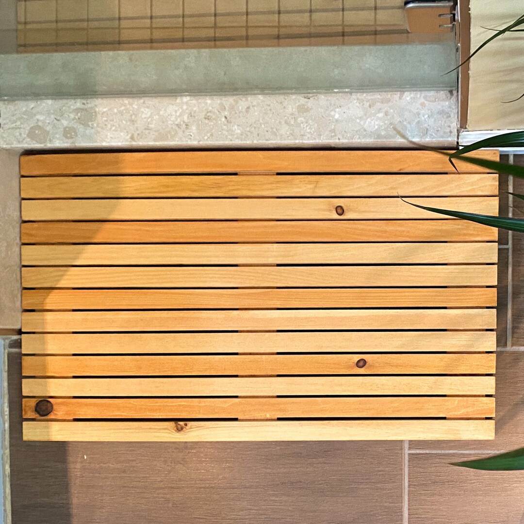 Wood Bath Mat Shower Mat Bathtub Mat Bathroom Mat Sustainable Wood Mat ...