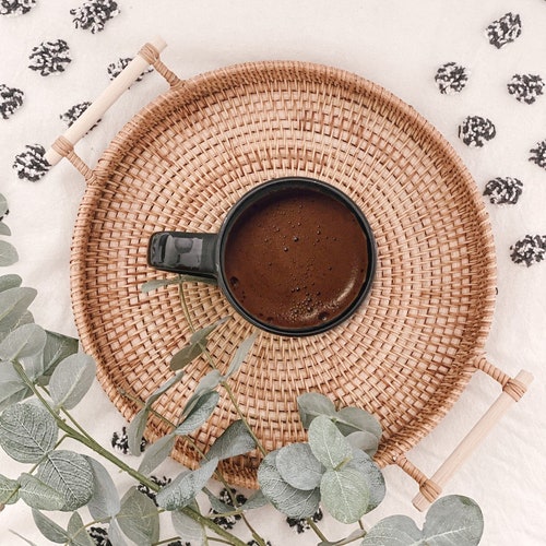 Rattan Tray Breakfast Tray Bread Tray Woven Tray 28 Cm - Etsy