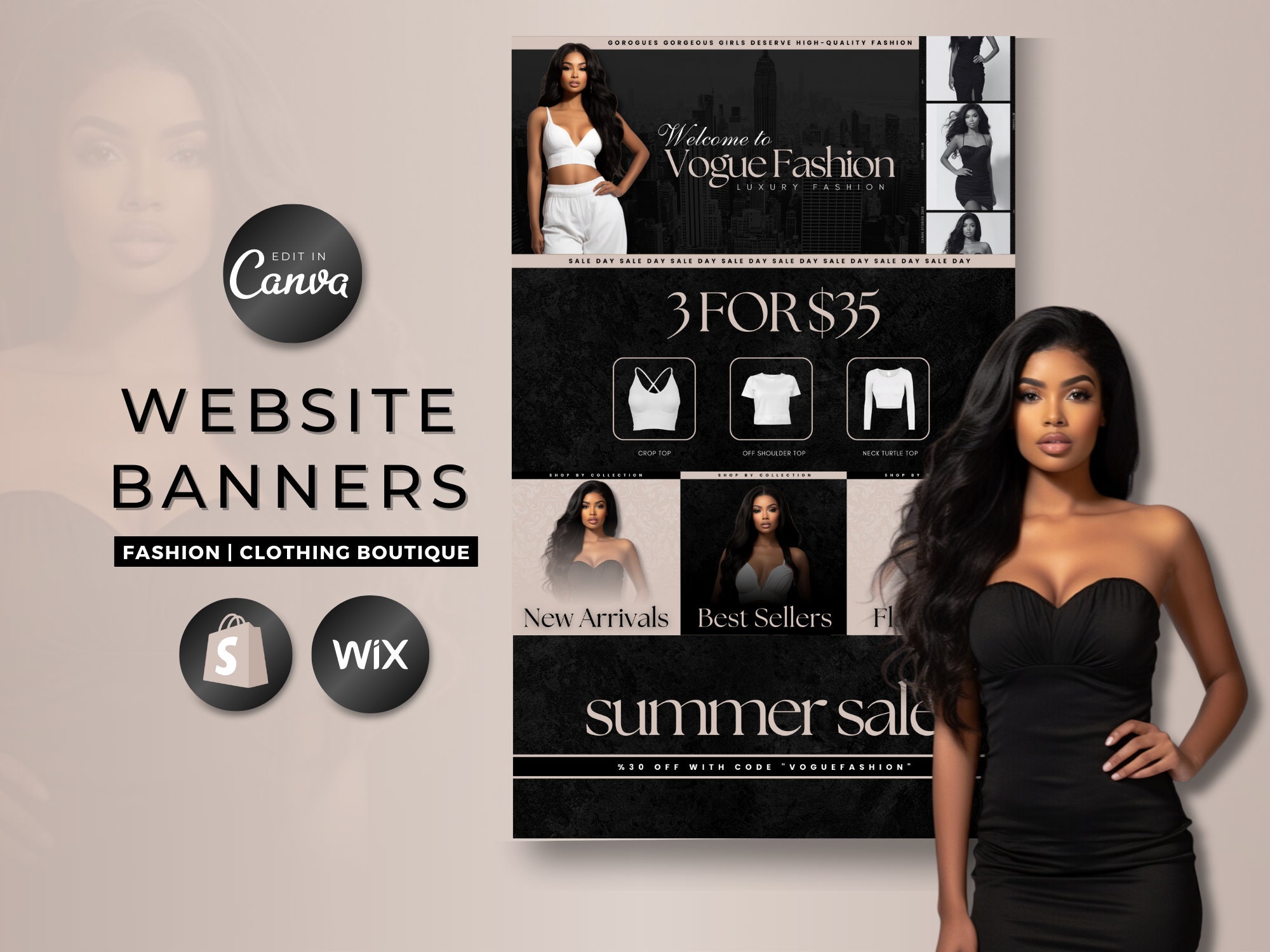 Luxury DIY Fashion Web Banners Fashion Boutique Web Banners - Etsy