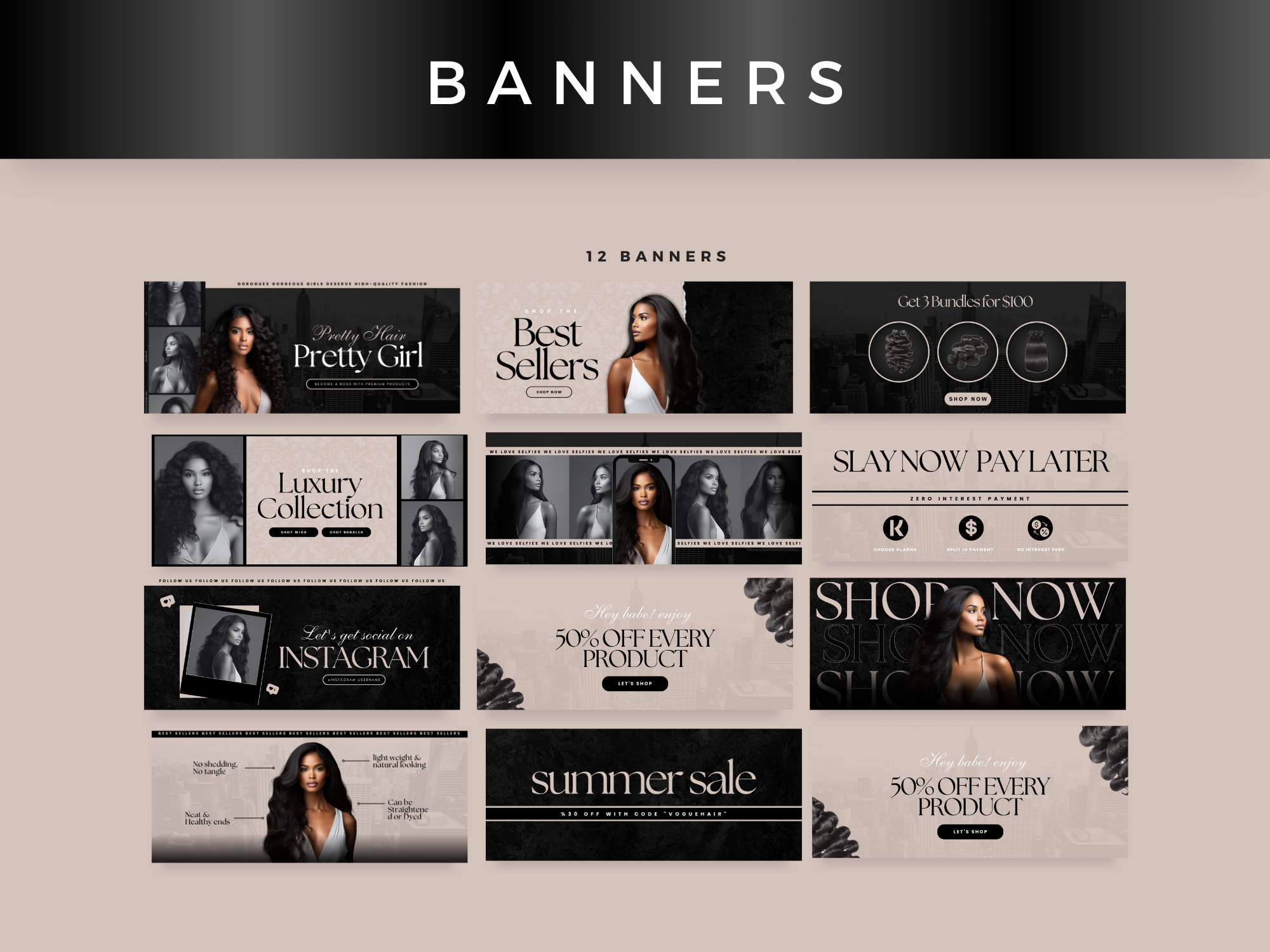 Luxury DIY Hair Web Banners Hair Boutique Web Banners - Etsy