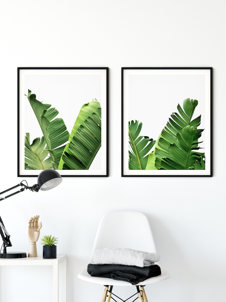 Banana Leaves Leaf Printable Print Poster Tropical Wall Art Green ...