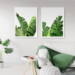 Banana Leaves Leaf Printable Print Poster Tropical Wall Art Green ...
