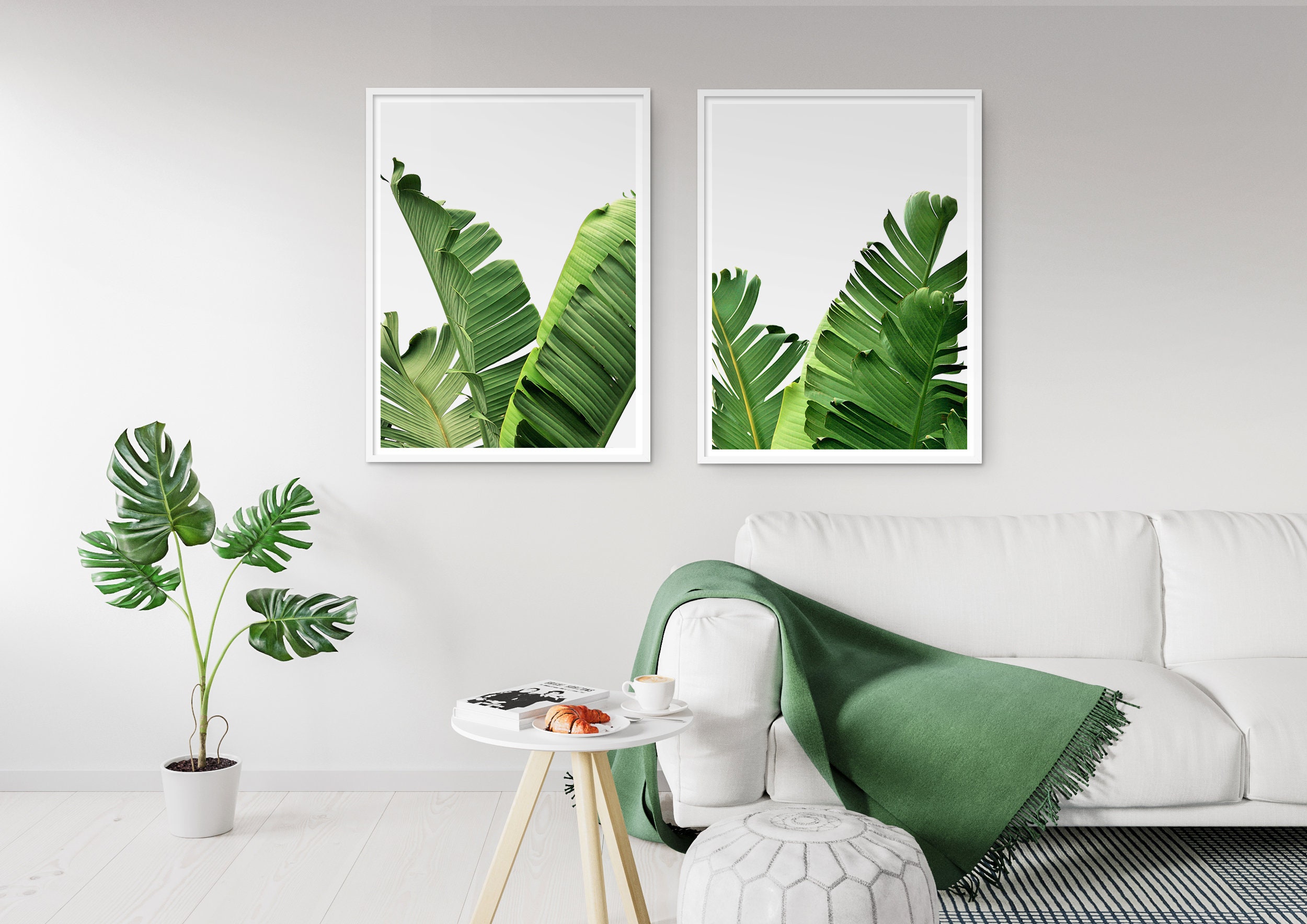 Banana Leaves Leaf Printable Print Poster Tropical Wall Art Green ...