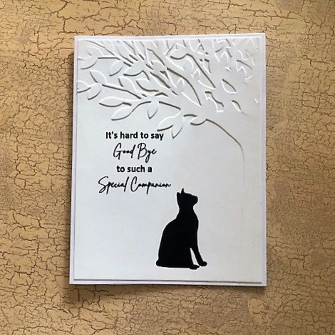 Embossed Loss of Cat Sympathy Card, Feline Condolences, Hand Crafted ...