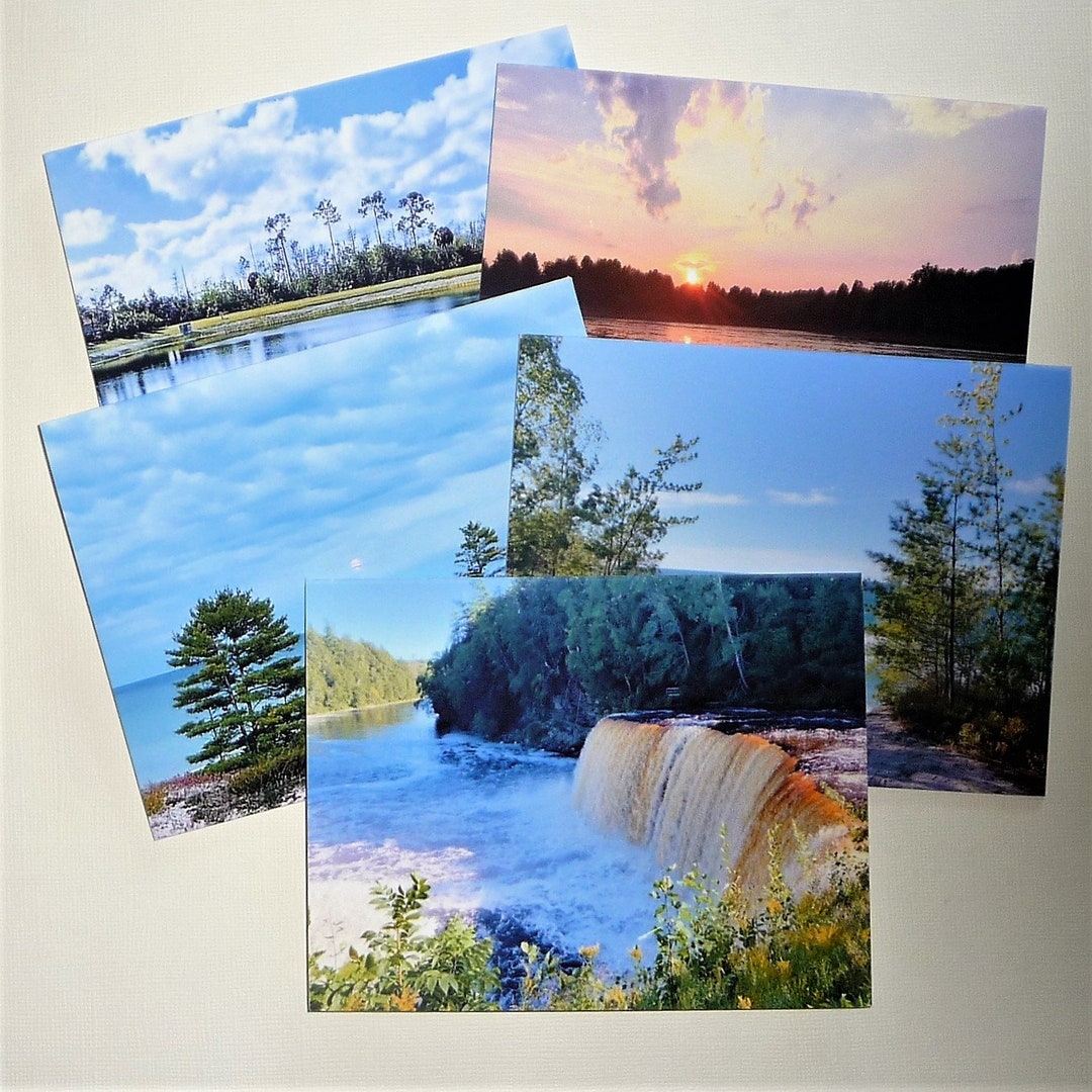5 Gorgeous Lake All-occasion Note Cards Featuring Various Water Scenery ...