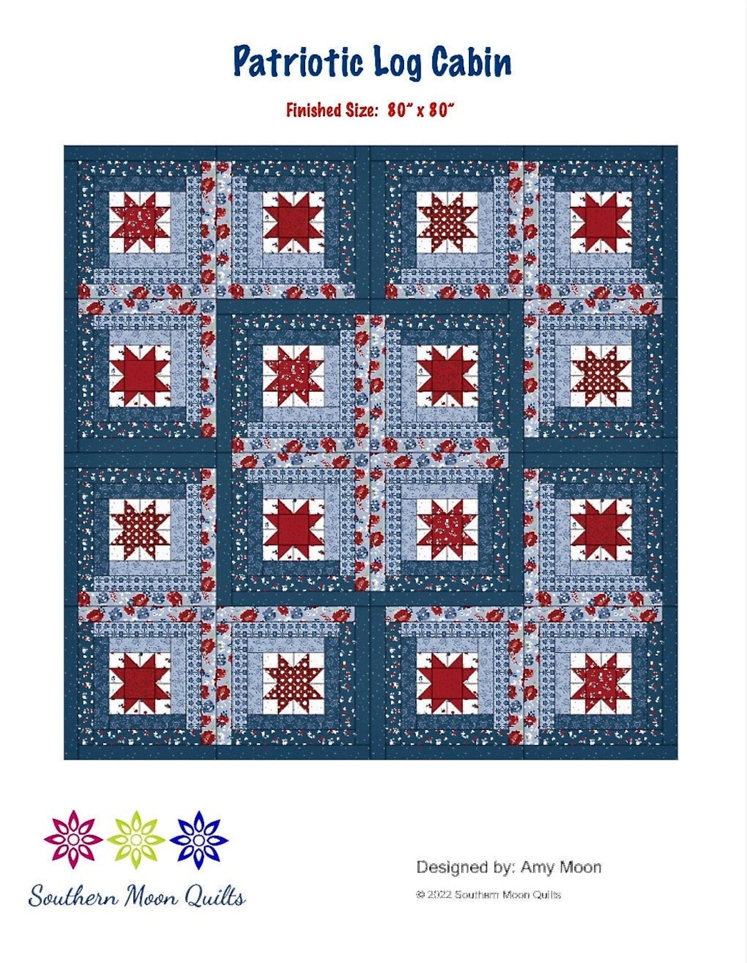 Patriotic Log Cabin Quilt Pattern - Etsy